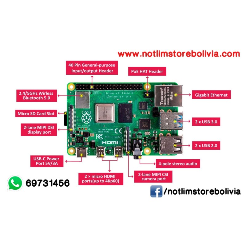 Kit Raspberry Pi 4 Modelo B (4GB RAM) | notliM Store Bolivia